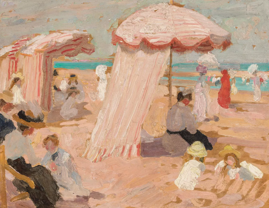 Sur la plage (On the beach) by Ethel Carrick Fox Greeting Card – AGSA Shop